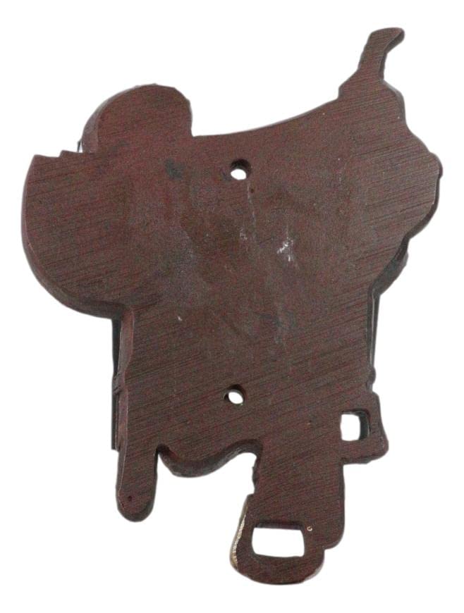 Ebros Gift Western Cowboy Farm Country Rustic Horse Saddle in Faux Tooled Leather Finish Wall Mounted Soda Beer Glass Bottle Cap Stainless Steel Metal Opener Sculpture Man Cave Accent