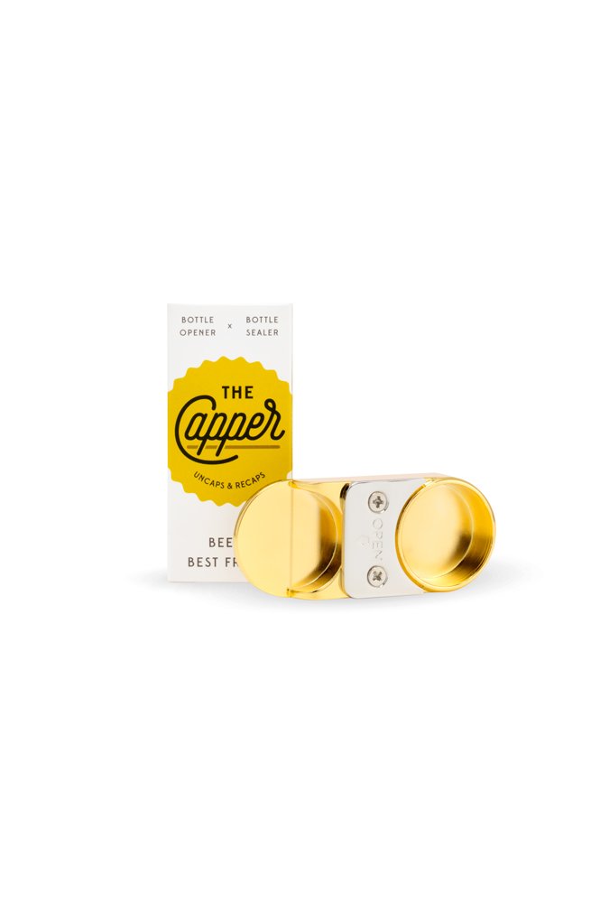 W&P Capper Bottle Opener | Gold | Stainless Steel, Bar Tools, Multi-Functional, Compact, Dishwasher Safe