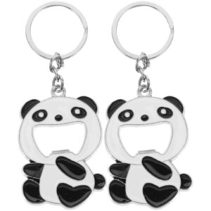 bestoyard 2pcs panda bottle opener keychain cute chinese panda beer beverage bottle opener key ring novelty animal bottle opener for women and men gift