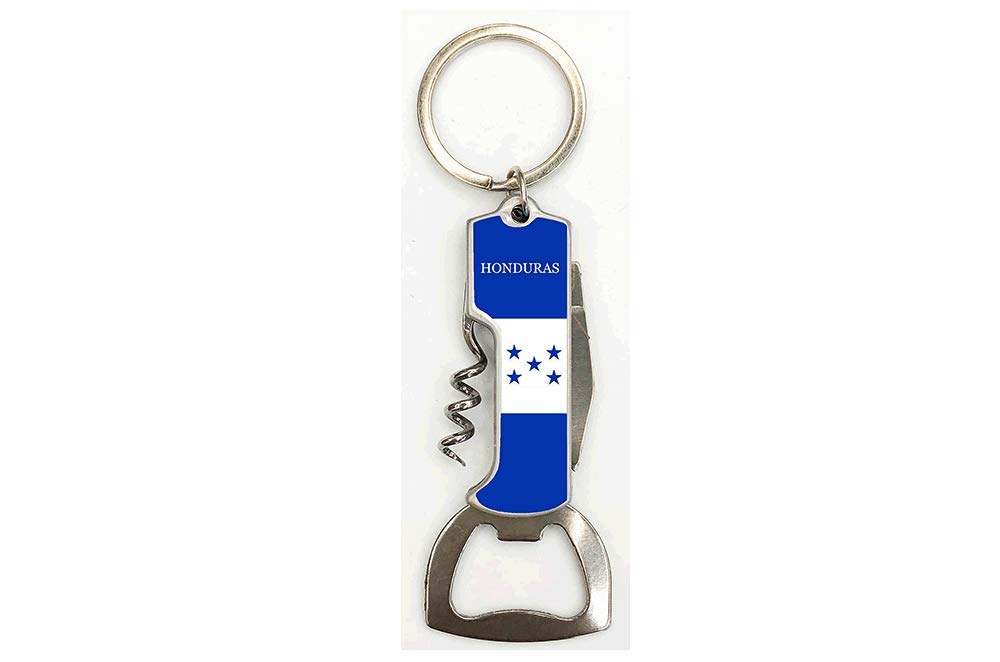 ASFSouvenirs Honduras Flag 3 in 1 Corkscrew Metal Bottle Opener Key Chain- Honduras Souvenirs