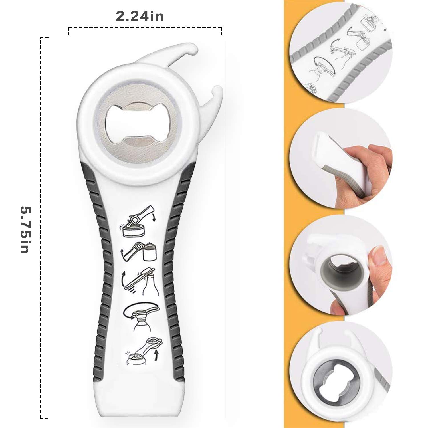 Bottle Opener - 5 in 1 Multi Function Can Opener - Arthritis Jar Openers Get Lids Off Easily for Kids Kitchen Gift