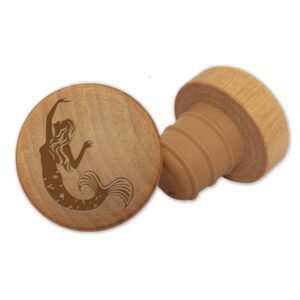 tangico 99349 wineo mermaid wine stoper, wood