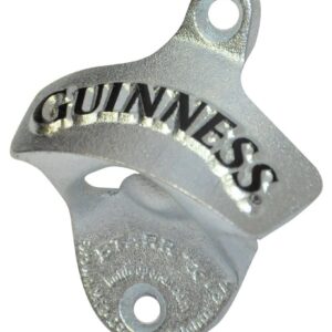 Guinness Wall Mounted Bottle Opener - Metal Bottle Cap Remover for Bar or Kitchen (Black)