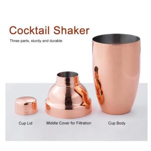 304 Brushed Stainless Steel Cocktail Martini Shaker Built-in Bartender Strainer Bar Drink Mixer Gift Martini Kit Gold(1#)