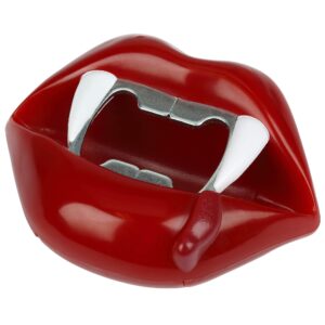 barbuzzo vampire bottle opener - vampire teeth cap opener - dracula lid removing device - enjoy cold beverages using this handy gothic gadget