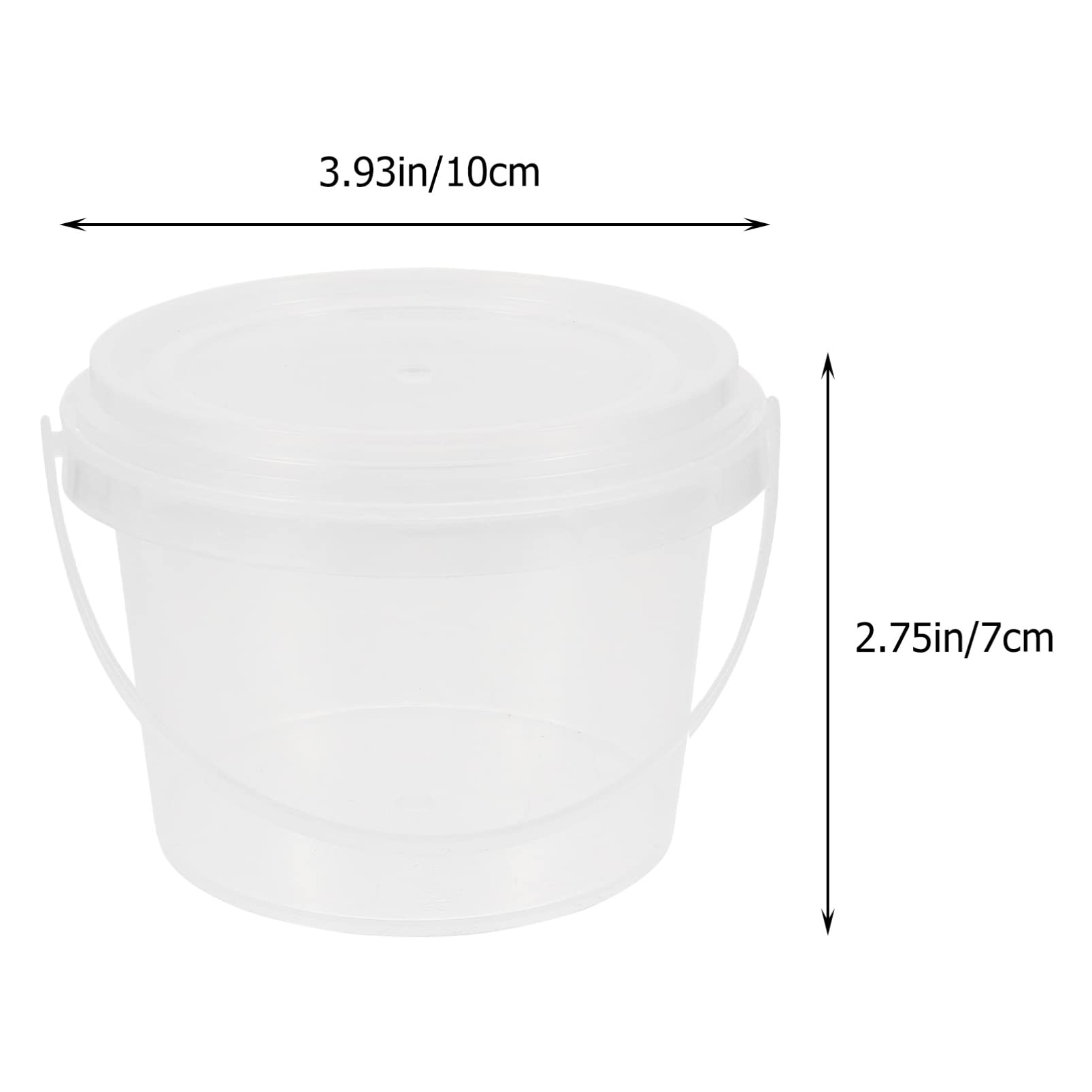 PATKAW 10 Pcs Clear Plastic Container with Lid Ice Cream Bucket Food Storage Containers Freezer Storage Buckets Round Plastic Pails with Handle for Home Kitchen 300ml