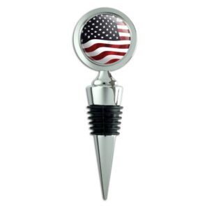 us american flag waving united states usa wine bottle stopper