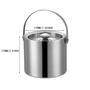 Hovico 3 Liter Double Wall Stainless Steel Insulated Ice Bucket With Lid and Ice Tongs Great for Party and Picnic