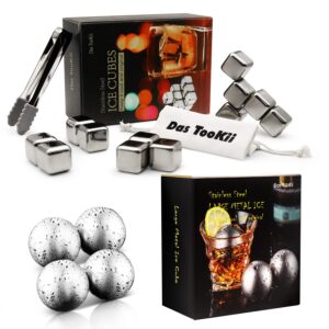 whiskey stones gift set for men & women, stainless steel whisky ice balls, metal ice cubes, reusable whiskey rocks beverage chilling stones