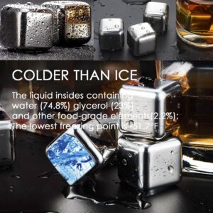 Whiskey Stones Gift Set for Men & Women, Stainless Steel Whisky Ice Balls, Metal Ice Cubes, Reusable Whiskey Rocks Beverage Chilling Stones