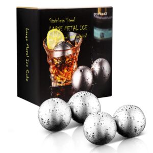 Whiskey Stones Gift Set for Men & Women, Stainless Steel Whisky Ice Balls, Metal Ice Cubes, Reusable Whiskey Rocks Beverage Chilling Stones