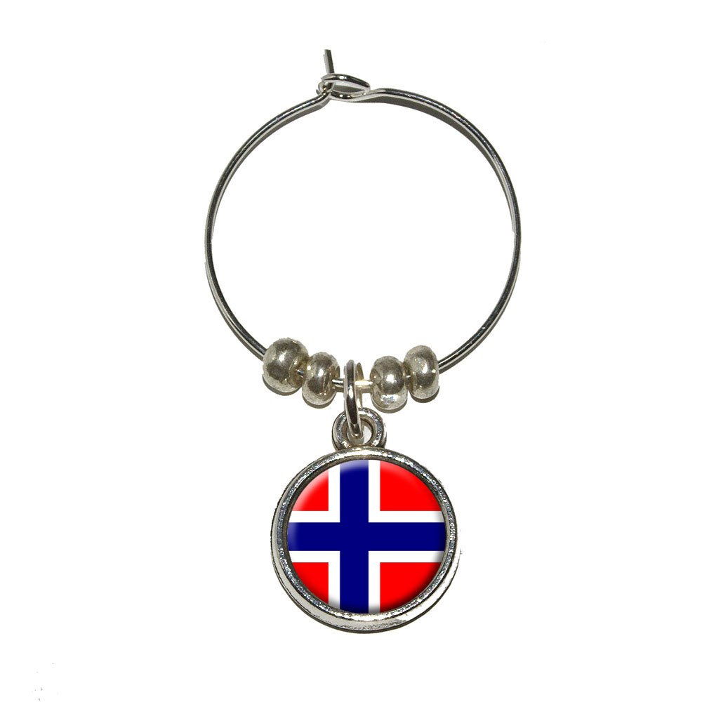 GRAPHICS & MORE Norway Norwegian Flag Wine Glass Charm Drink Stem Marker Ring