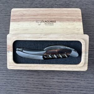 Laguiole En Aubrac Sommelier Waiter's Corkscrew, Grapevine Wood Handle, Wine Opener With Foil Cutter & Bottle Opener, Stainless Steel Brushed Bolsters