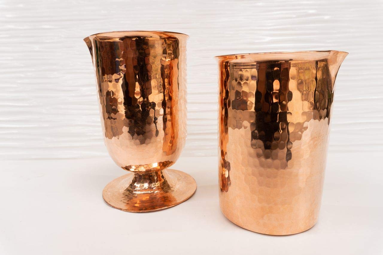 Sertodo Copper Cocktail Glass | Flat Bottom | 20 oz | 100% Pure Copper, Heavy Gauge, Hand Hammered | Keep Drinks Colder While Mixing | Professional Bartender Grade | Gift the Mixologist's Choice