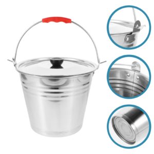 STOBAZA Stainless Steel Bucket with Lid and Handle Milk Bucket Dairy Pail Milk Can Tote Jug Ash Bucket Ranch Milking Bucket Livestock Care Supplies 22CM