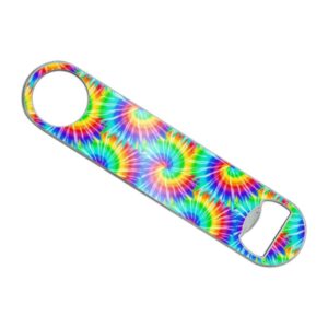 tie dye pattern stainless steel vinyl covered flat bartender speed bar bottle opener