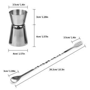 3 Pieces Double Jiggers&3 Pieces Stainless Steel Mixing Spoons, SourceTon 0.5/1 oz. Cocktail Bar Jiggers and 10 Inches Mixing Spoon with Garnish Fork Tip