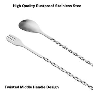 3 Pieces Double Jiggers&3 Pieces Stainless Steel Mixing Spoons, SourceTon 0.5/1 oz. Cocktail Bar Jiggers and 10 Inches Mixing Spoon with Garnish Fork Tip