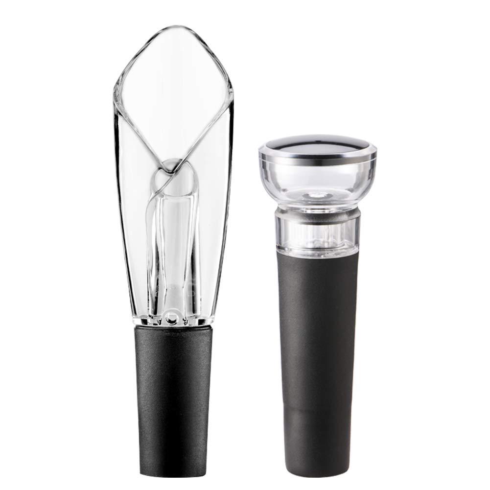 BeRicham Wine Aerator Pourer and Vacuum Wine Stoppers Set for Aerating Wine Instantly, Keeping Wine Fresh