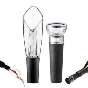 BeRicham Wine Aerator Pourer and Vacuum Wine Stoppers Set for Aerating Wine Instantly, Keeping Wine Fresh