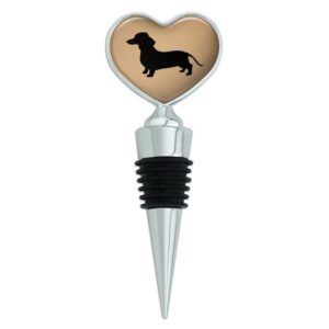 dachshund wiener dog heart love wine bottle stopper