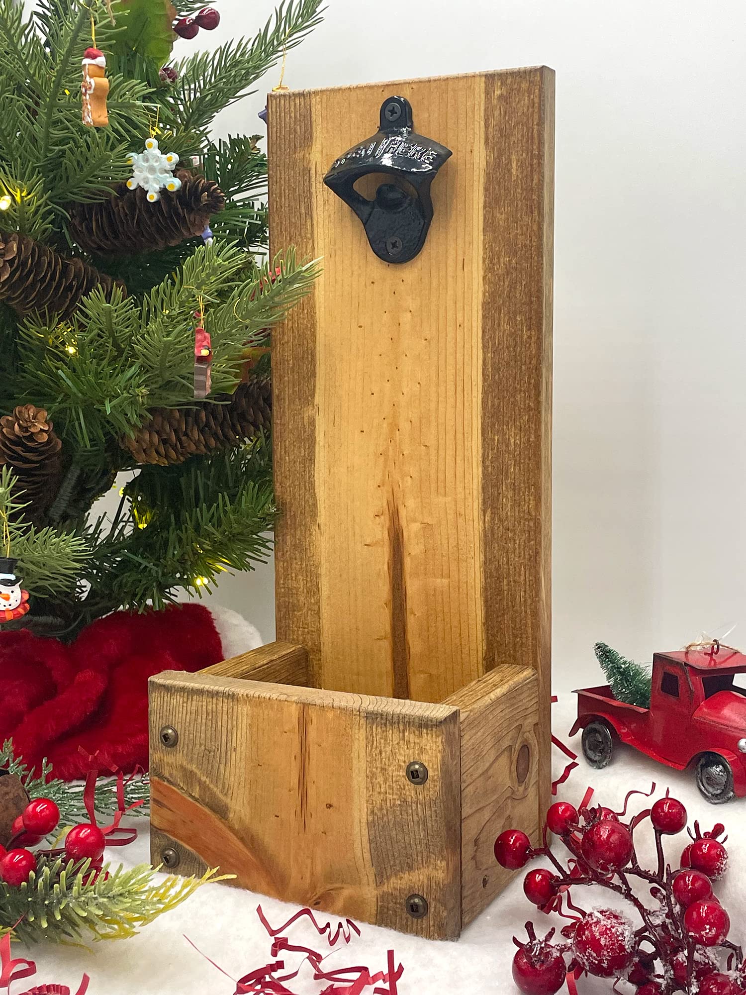 Go Ahead Take Your Top Off Drop Box Bottle Opener with Cap Catcher Solid Wood- Wall Mount or Freestanding - Groomsmen, Wedding and Anniversary gift