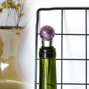 JIC Gem Amethyst Wine Stoppers, Decorative Crystal Wine Bottle Stoppers for Wedding, Holiday Party, Gift & Decoration 1pc