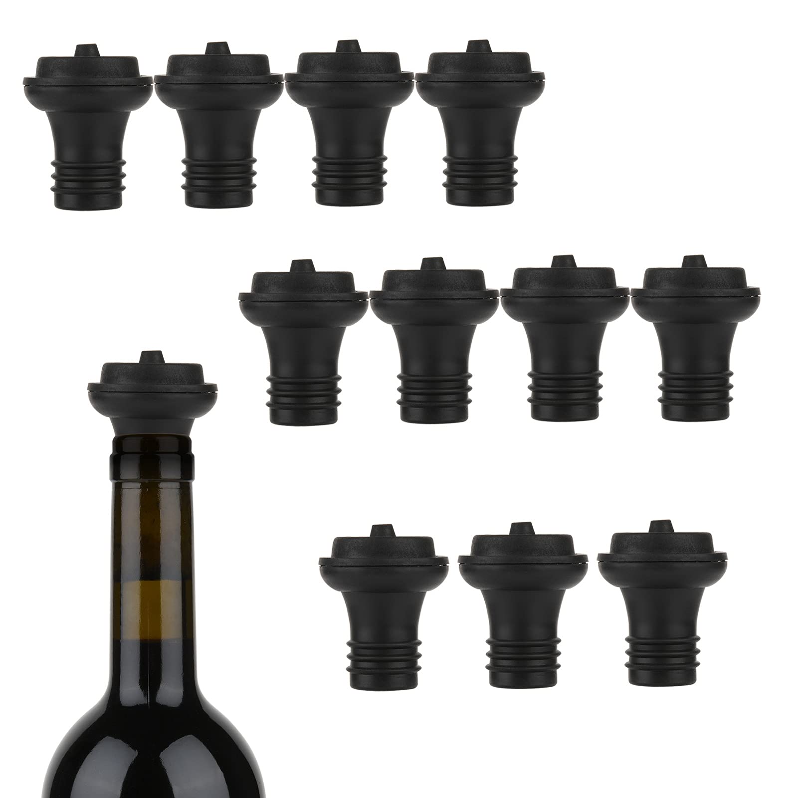 Cosmos 12PCS Air Tight Wine Bottle Stoppers Rubber Plug Reusable Wine Cork Wine Beverage Bottle Seal Caps in Bar Kitchen