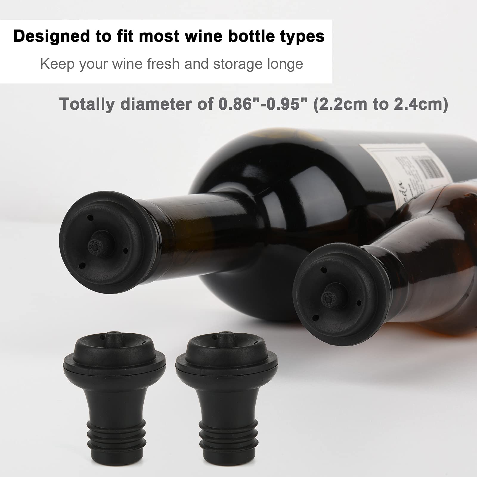 Cosmos 12PCS Air Tight Wine Bottle Stoppers Rubber Plug Reusable Wine Cork Wine Beverage Bottle Seal Caps in Bar Kitchen