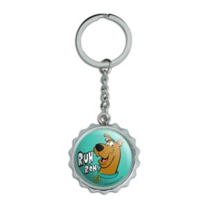 scooby-doo ruh roh keychain chrome plated metal pop cap bottle opener