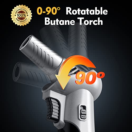 ravs Butane Torch, Refillable Kitchen Torch Lighter Blow Torch with Safety Lock Rotating Angles Adjustable Flame, Culinary Torch for Creme Brulee, Desserts and Baking (Butane Gas Not Included)