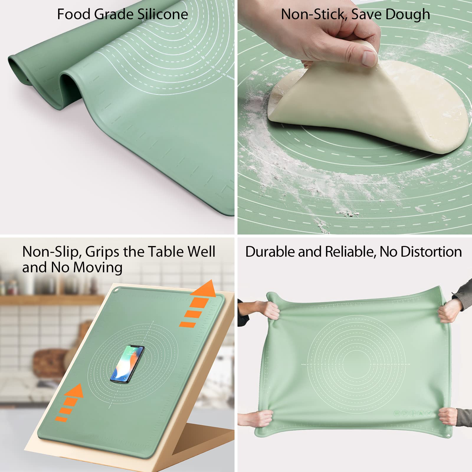 Silicone Baking Mat Extra Large Non-stick Baking Mat With High Edge, Food Grade Silicone Dough Rolling Mat For Making Cookies, Macarons, Multipurpose Mat, Countertop Mat, Placemat (20"X28")