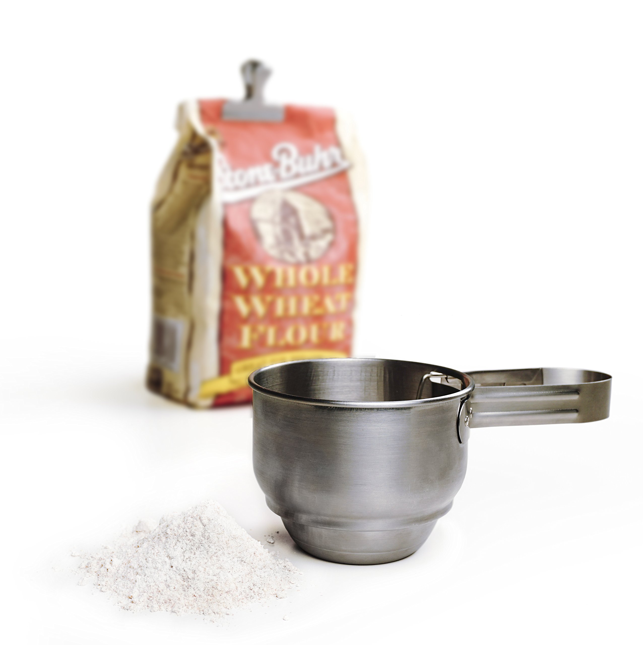 RSVP International Endurance® Stainless Steel Vintage One-Hand Sifter, 1 Cup | Top Cakes, Sift Flour, Marinade BBQ & More | Dishwasher Safe | Powder Sugar, Sift Flour, Spread Toppings & More