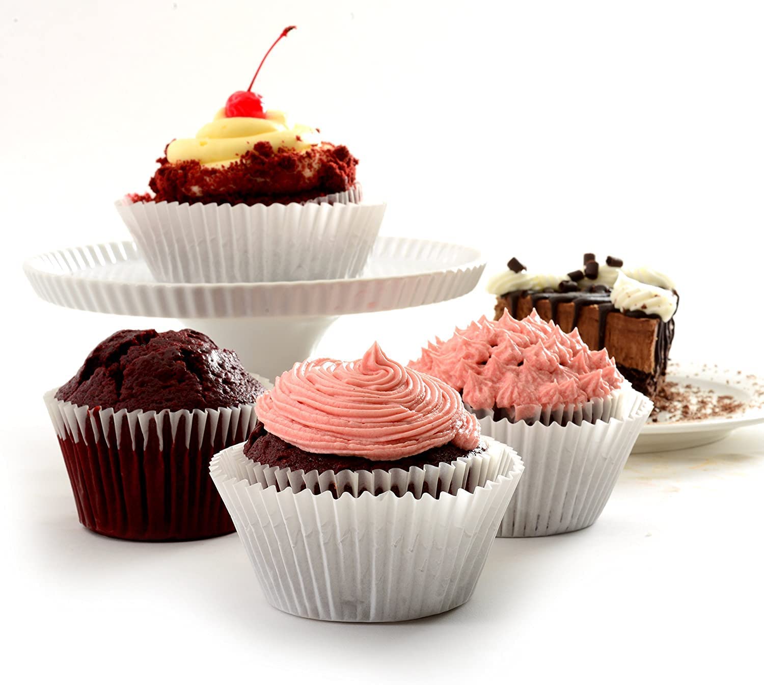 500 Jumbo Cupcake Muffin Liners 2 1/4" X 1 7/8" | Large Tall White Fluted Baking Cups Cupcake Liners