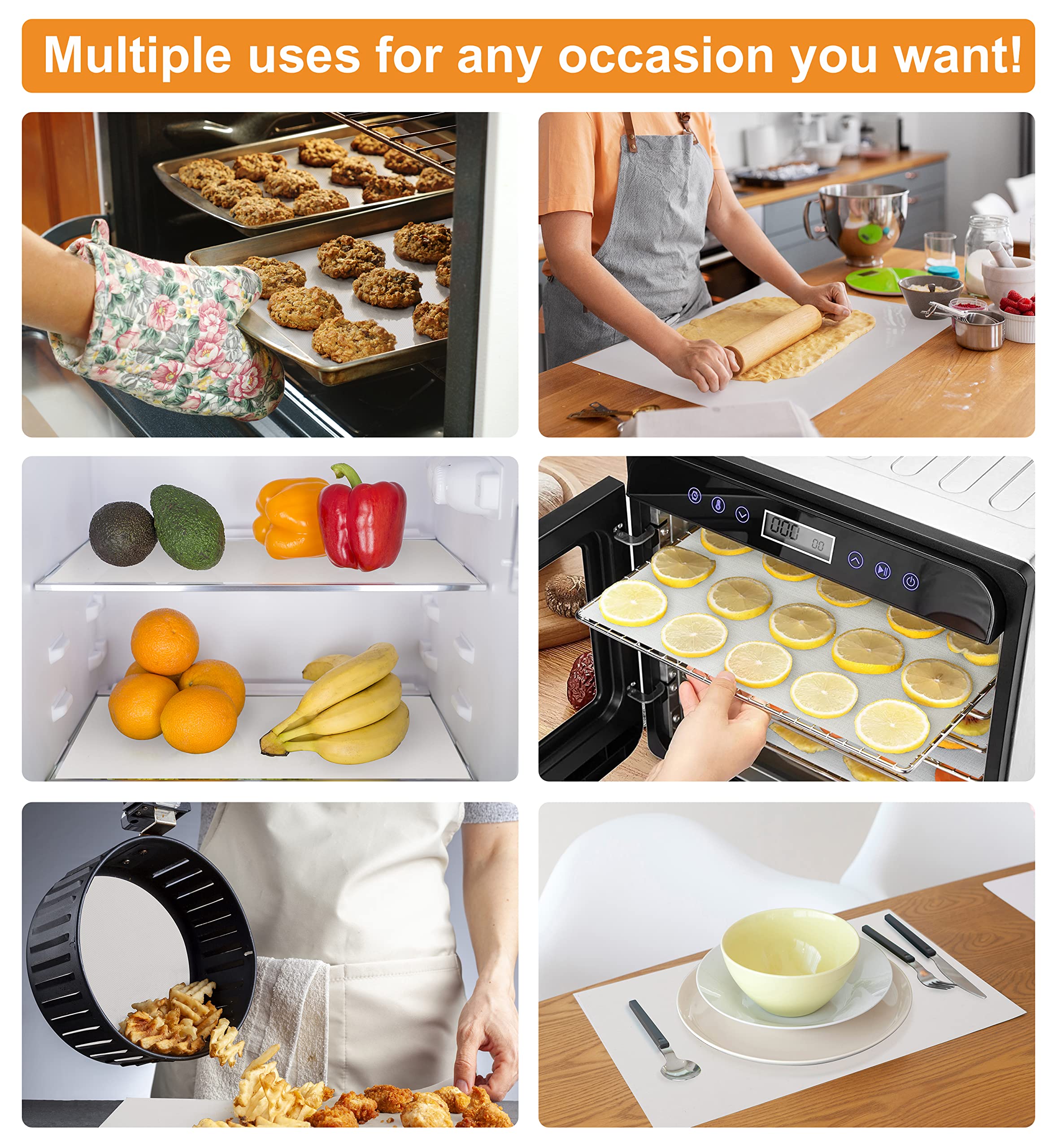 MMmat Silicone Baking Mat Roll - Best German Silicone - Non-slip Silicone Pastry Mat, Non-Stick Reusable Air Fryer Linner, Counter Mat, Oven Liner, Freeze Dryer Mat - 12IN x 8FT