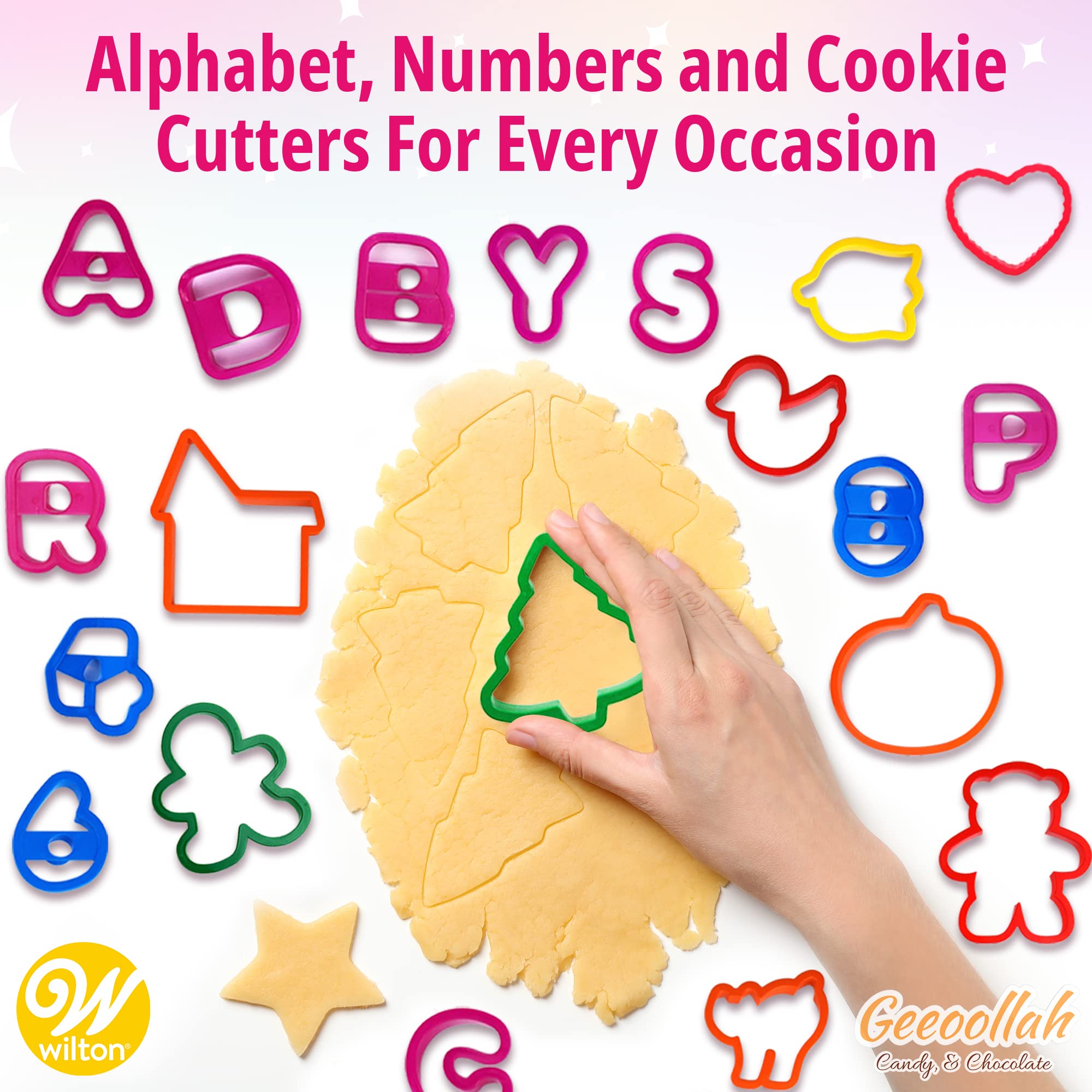 Wilton Cookie Cutters, Alphabet, Numbers, and Holiday 101-Piece Set Dough Cutters, Perfect Size Cookie Cutters for Baking