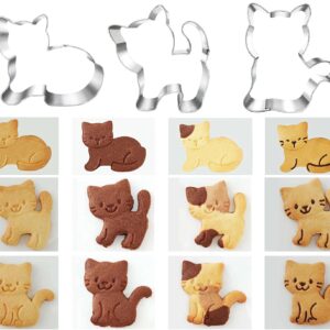 LUBTOSMN Kitty Cat Cookie Cutter Set-6 Piece-Cat Face, Kitty Butt, Kitty Cat Paw and 3 Cute Shapes Kitty Cat Body Cookie Cutters Molds for Kitty Cat Themed Party