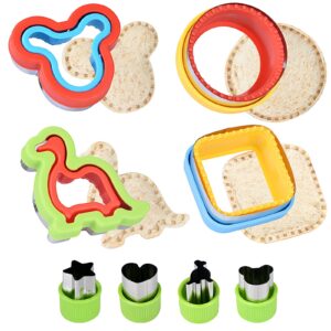 hhyn sandwich cutter and sealer - uncrustables maker dinosaur mickey circle square shape cookie cutters bread decruster pancake maker diy sandwich cutter for kids - vegetable fruit cutter set