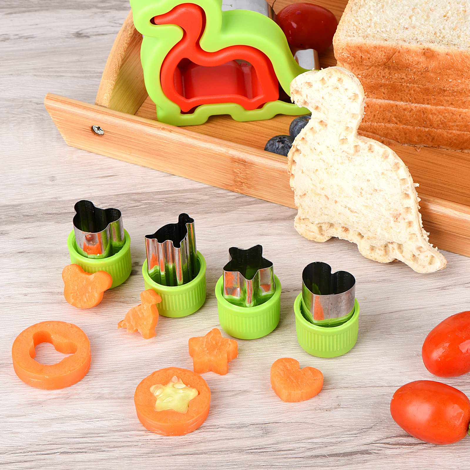 Hhyn Sandwich Cutter and Sealer - Uncrustables Maker Dinosaur Mickey Circle Square Shape Cookie Cutters Bread Decruster Pancake Maker DIY Sandwich Cutter for Kids - Vegetable Fruit Cutter Set