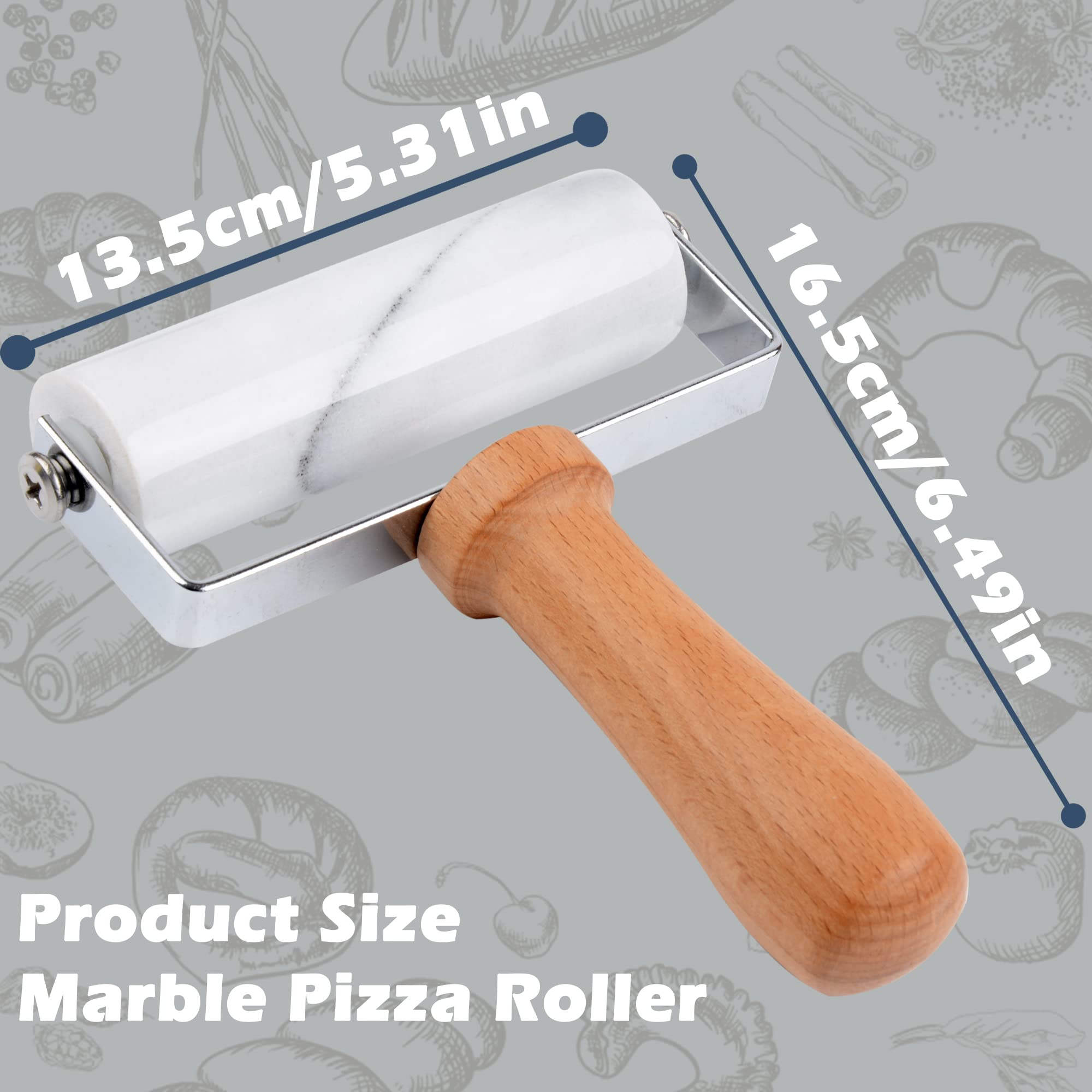 Tianman Small Marble Rolling Pin Pizza Roller, Marble Pastry Roller Non-Stick T-Type, For Cake Baking Tortilla Fudge Pizza Cookies and Other Kitchen Baking Cooking (Type 1 White).