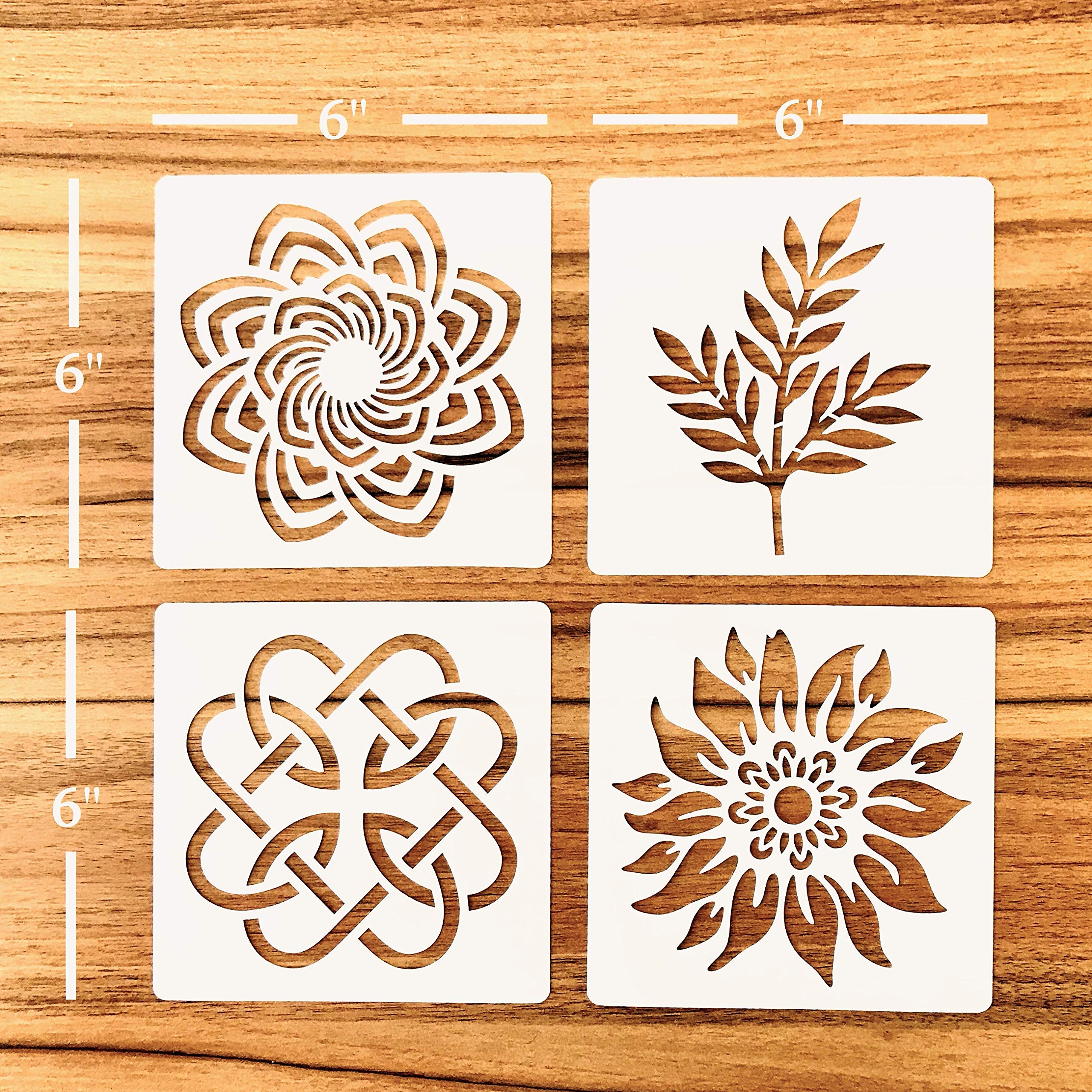 Güden Pack of 4 European Artisan Bread Stencils (StencilGroup3) 6" by 6''