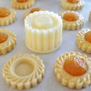 Pineapple Tart Jam Marmalade Thumbprint Linzer Cookies Stamps Circle Flower Sunny Edge Wave Cutter mold 2"