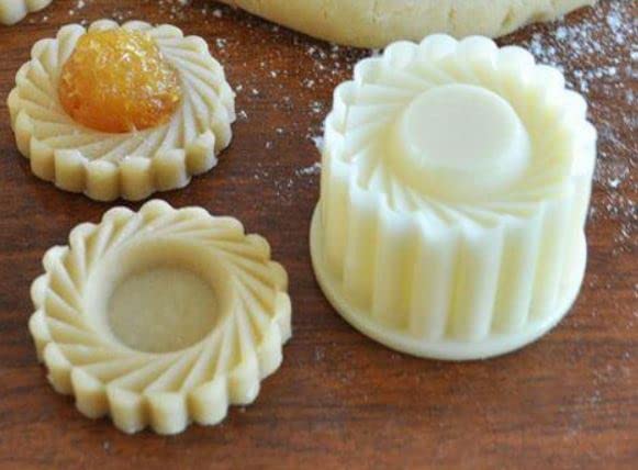 Pineapple Tart Jam Marmalade Thumbprint Linzer Cookies Stamps Circle Flower Sunny Edge Wave Cutter mold 2"