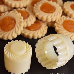 Pineapple Tart Jam Marmalade Thumbprint Linzer Cookies Stamps Circle Flower Sunny Edge Wave Cutter mold 2"