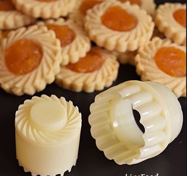 Pineapple Tart Jam Marmalade Thumbprint Linzer Cookies Stamps Circle Flower Sunny Edge Wave Cutter mold 2"