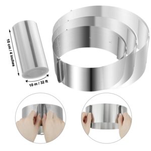 6-12 Inch Stainless Steel Adjustable Cake Mold Ring Mousse Baking Mould with Cake Collars, 4 x 394 Inch Clear Cake Strips, Transparent Cake Rolls, Mousse Cake Acetate Sheets for Cake Decorating