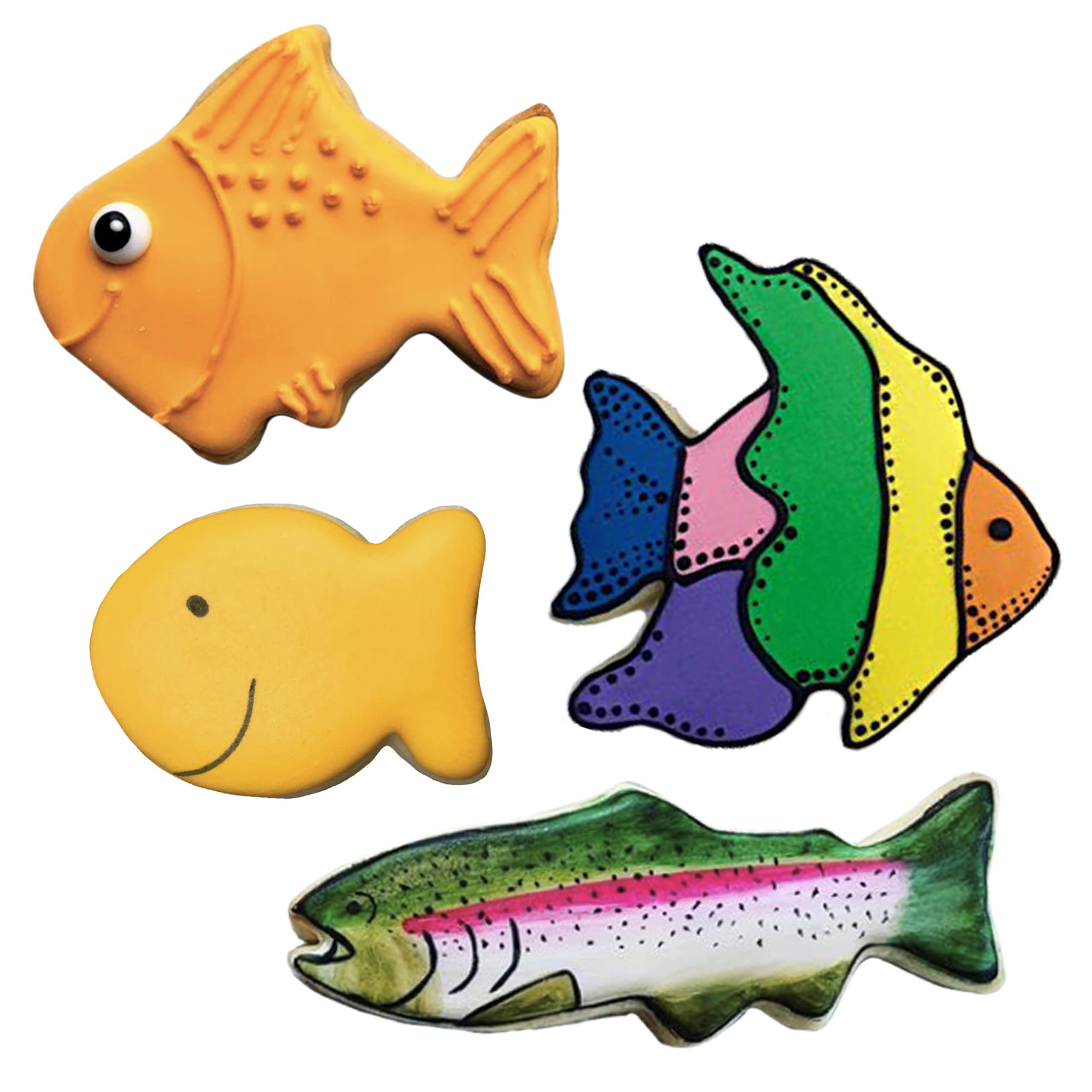 Fish Cookie Cutters 4-Pc. Set Made in the USA by Ann Clark, Cute Fish, Goldfish, Angel Fish, Trout