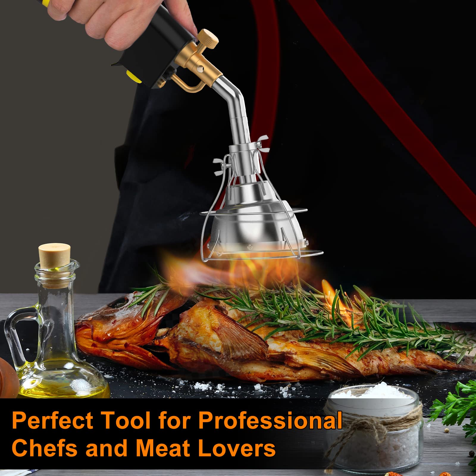 OGERY Cooking Torch Attachment, Pro Grade Chef Kitchen Food Culinary Propane Torch Flamethrower, Outdoor Searing Blow Torch Handheld Broiler for Sous Vide Grilling, Desserts(Torch Not Included)