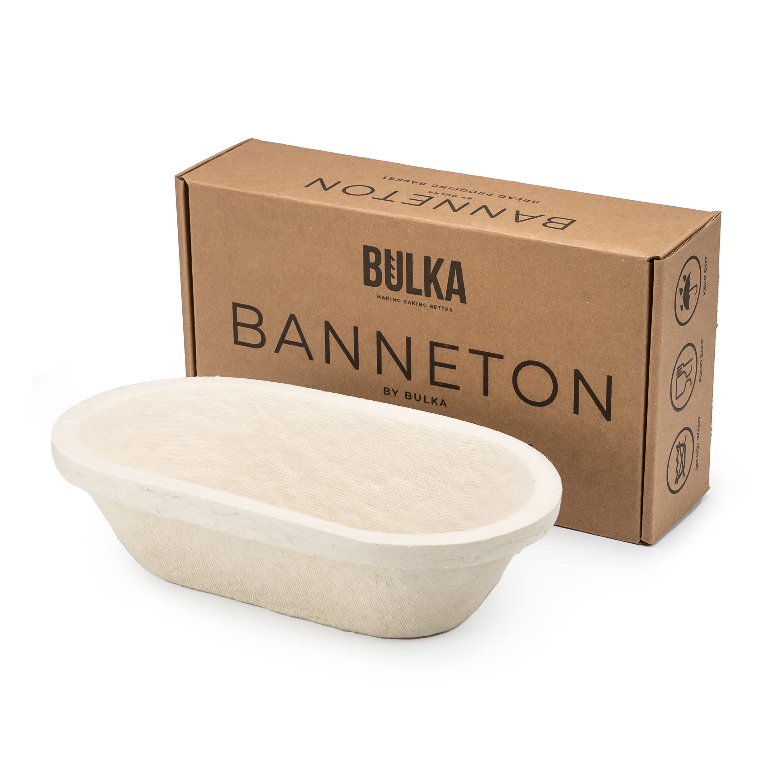 Bulka Oval Banneton Bread Proofing Basket Brotform Spruce Wood Pulp Small Oval 500g - Plane Non-Stick Batard Dough Proving Bowl Boule Container Bread Making Sourdough Artisan Loaves, Made in Germany.