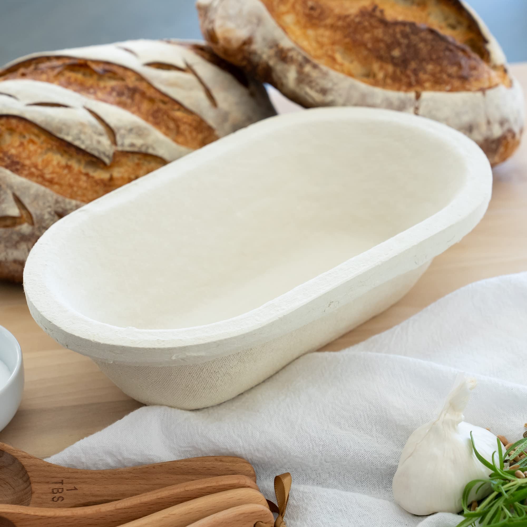 Bulka Oval Banneton Bread Proofing Basket Brotform Spruce Wood Pulp Small Oval 500g - Plane Non-Stick Batard Dough Proving Bowl Boule Container Bread Making Sourdough Artisan Loaves, Made in Germany.